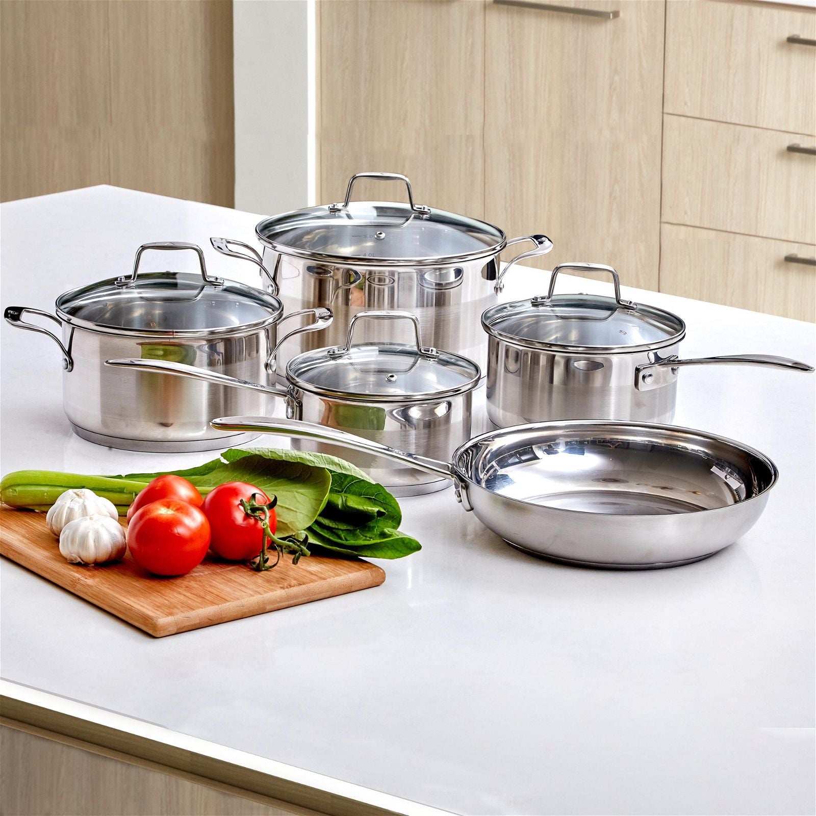 Westinghouse Pot and Pan Set 5 Piece Stainless Steel Impact Bonded westinghousesmallappliances