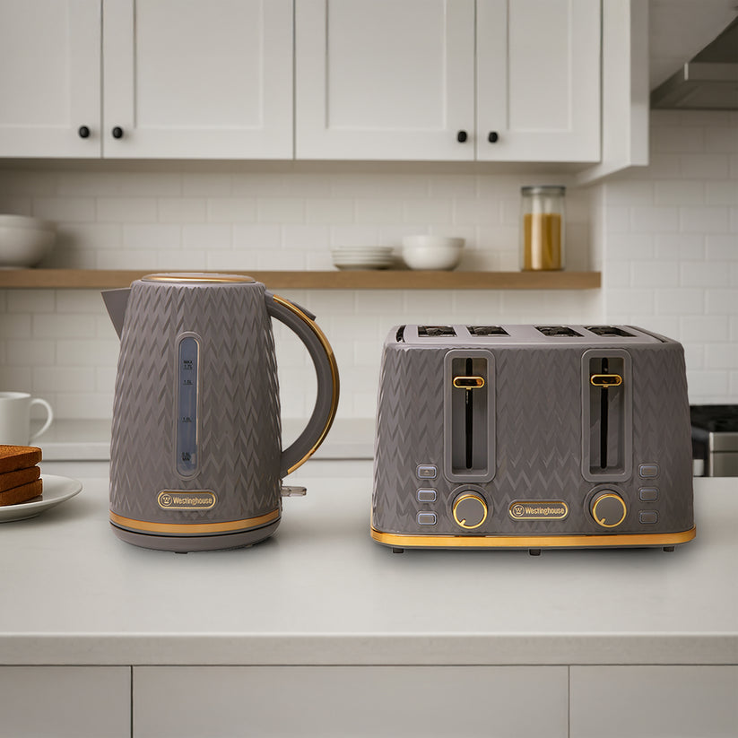 Westinghouse Kettle and Toaster Pack Grey Gold Kettle Toaster ...