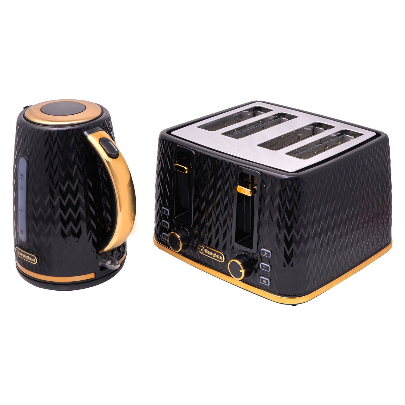 Westinghouse Kettle and Toaster Pack Black Gold Kettle Toaster ...