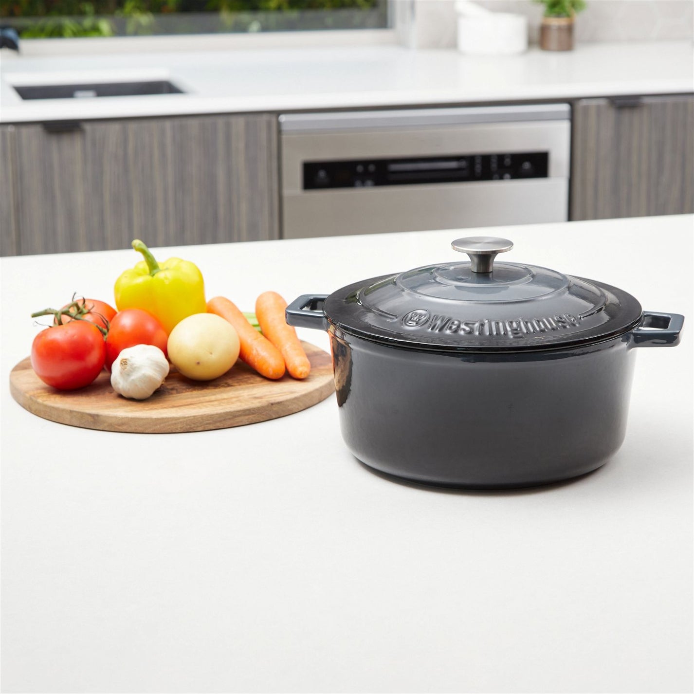 Westinghouse Cast Iron Pot 25cm Round Grey ...