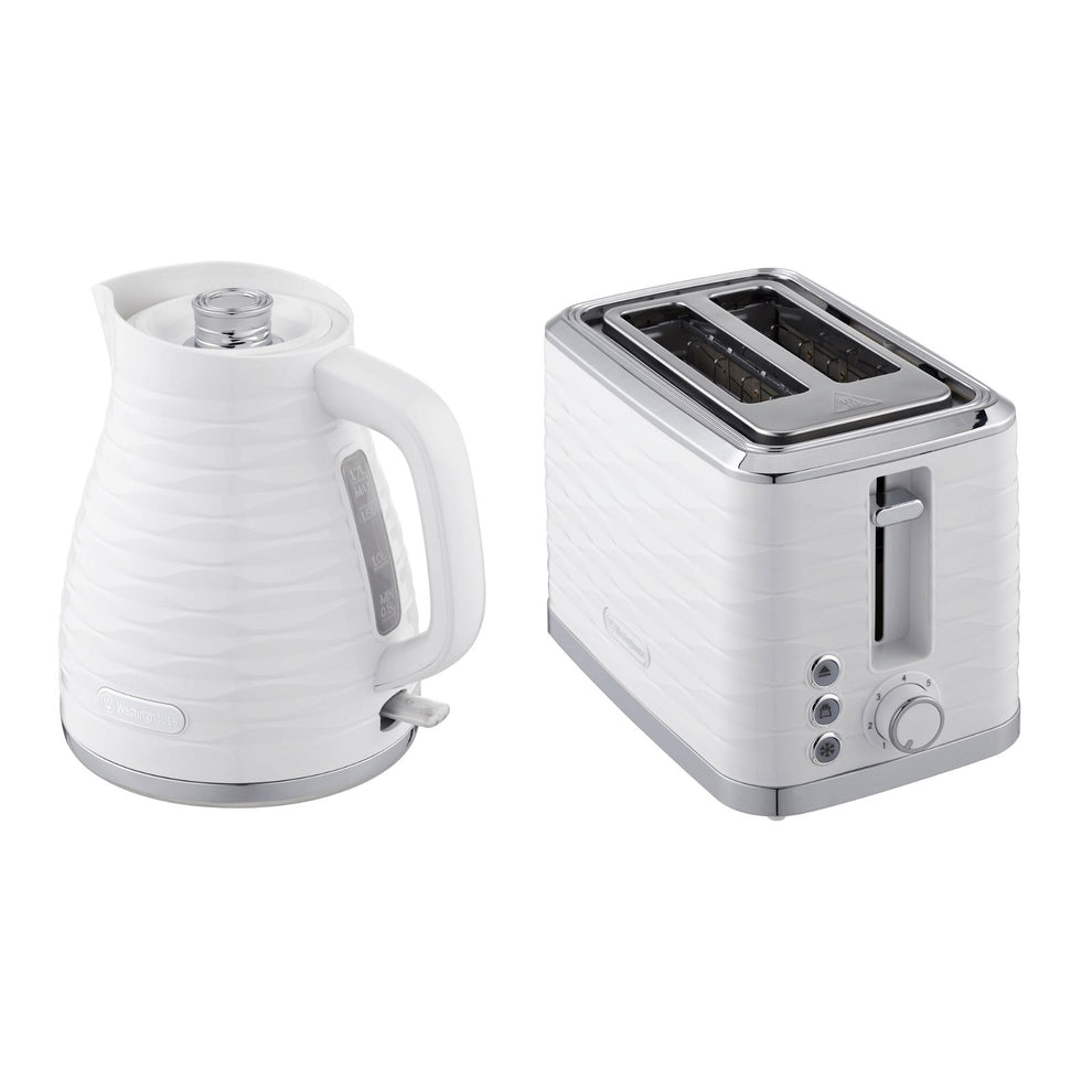 Westinghouse Kettle & Toaster Pack 1.7L Kettle, 2 Slice Toaster White ...