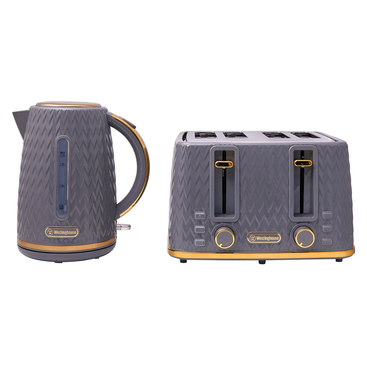Westinghouse Kettle and Toaster Pack Grey Gold Kettle Toaster ...