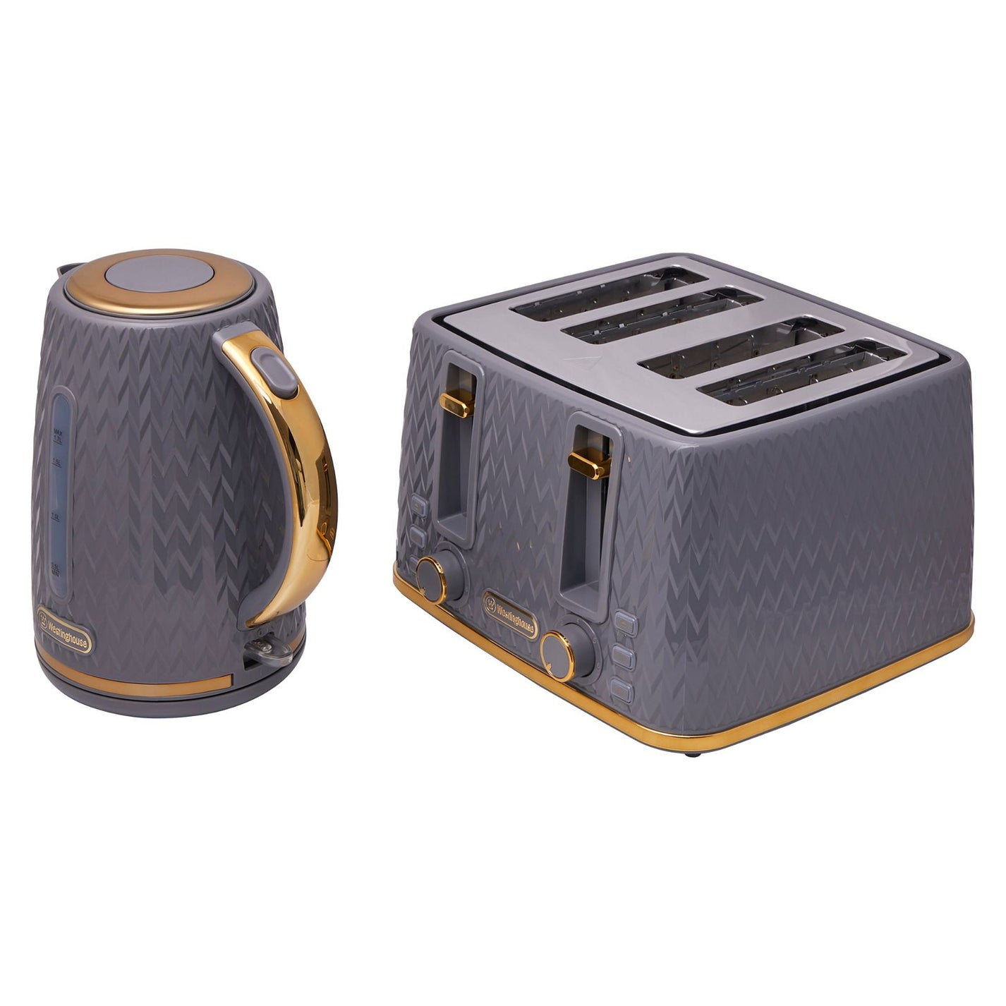 Westinghouse Kettle and Toaster Pack Grey Gold Kettle Toaster ...