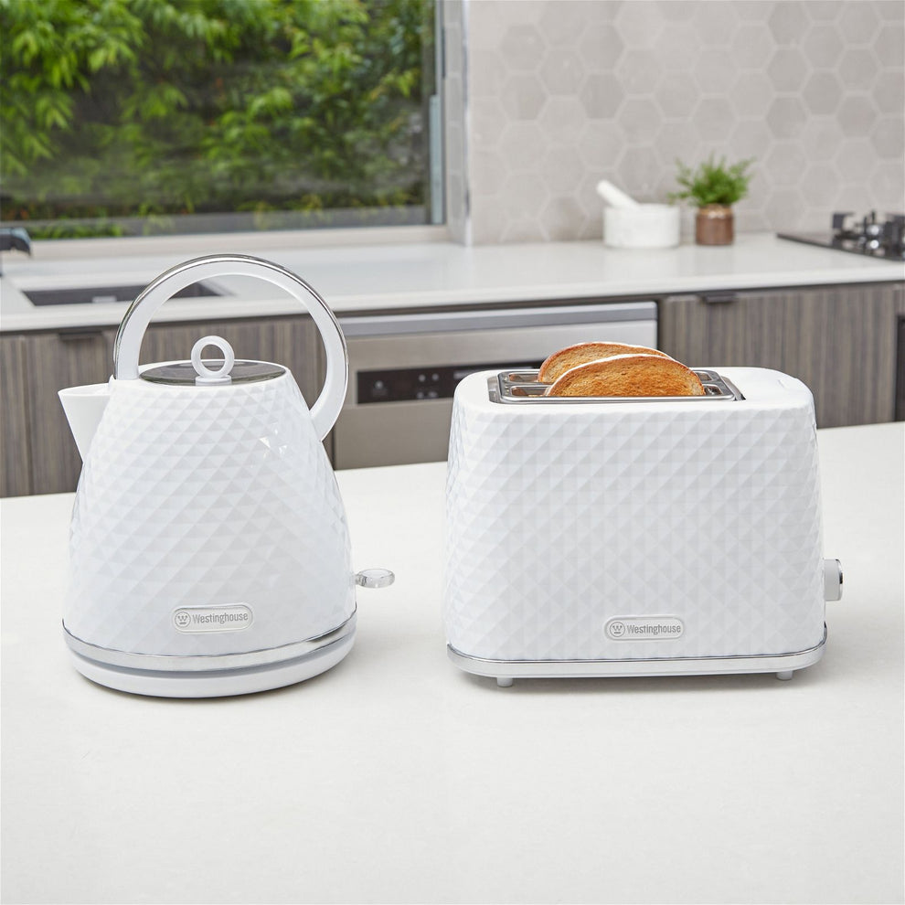 Westinghouse Kettle and Toaster Pack White Diamond 1.7L Kettle, 2 Slic ...