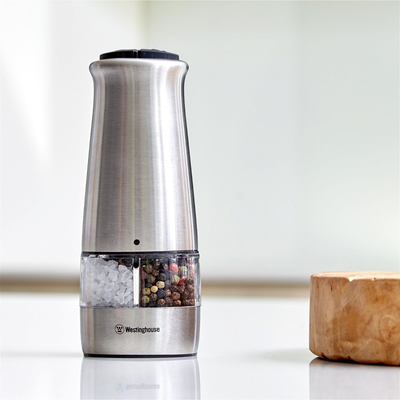 Westinghouse Salt and Pepper Mill 2 in 1 Electric Stainless Steel ...